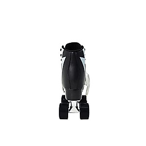 Angels Skates (Thunder Bolt Black, 8) - Kids' & Women's Roller Skates - Premium Quality PU Leather Quad Roller Skates - Non Adjustable High- top Perfect Indoor Outdoor Girls Retro Skates - 1-13 Sizes