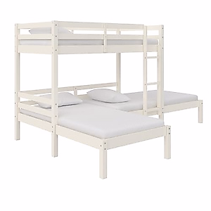 DHP Casey Kids' L-Shaped Corner Triple Bunk Bed, White