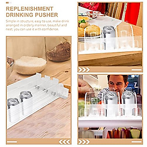 Alipis 1 set shelf pusher beverage pusher glide spring loaded can organizer plastic storage bins for shelves self-pushing drink holder pusher machine soda rack handle 35c drinks white