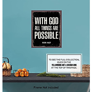 With God All Things Are Possible - Religious Wall Decor - Scripture Wall Art - Bible Verses Wall Decor- Spiritual Inspirational Motivational Religious Gifts for Men - Catholic Christian Gifts for Men