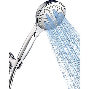 Shower Head-12 Functions High Pressure Handheld Showerhead with 96" Extra Long Hose for Pets Dog Bath, SR RUN RISE Detachable Water Saver Hand Shower Wand with Switch Button (Polished Chrome)