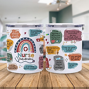 Hyturtle Nurse Daily Affirmation Gifts For Nurses Women Coffee Tumbler Cup Mug Stainless Steel 12oz, Nursing School Gifts, Nurses Week Gifts, Nurse Graduation Gift On Birthday Christmas, Nurse Day