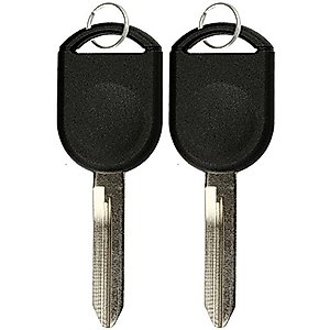 KeylessOption Replacement Uncut Ignition Chipped Car Key Transponder Blank For Ford Lincoln Mercury Mazda (Pack of 2)