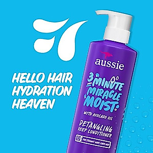 Aussie 3 Minute Miracle Moist Deep Conditioner for Dry Hair, Avocado & Jojoba Oil, Safe for Color Treated Hair, Nourishing Hydration, Silky Shine, Paraben-Free, 16 Fl Oz Each, Triple Pack
