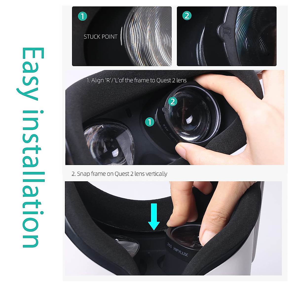Myopia Glasses Lens Compatible with Oculus Quest 2 VR Headset accessories , customized Frame Plus Protecting Lens Combination 1 Pair (-2.50)