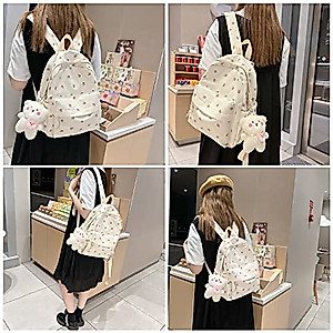 ZFOFLIK Small Flower school bag for Teen Girls Kawaii Floral Backpack for Girls Women Student Aesthetic Cute Mini Bookbag girls backpacks ages 8-10(white)