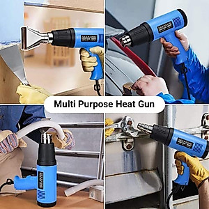SEEKONE Heat Gun, 1800W Heavy Duty Hot Air Gun Kit with 572℉&1112℉ Dual-Temperature Settings and 4 Nozzles for Shrinking PVC,Stripping Paint, Crafts