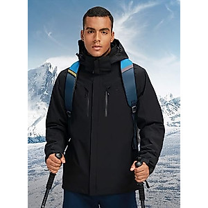 CAMEL CROWN Outdoor Jacket Men Winter Ski Jacket Windbreaker 3 in1 Hooded Rain Coat for Traveling Climbing Hiking