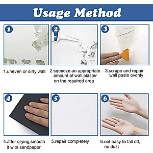 Drywall Repair Kit,100% Safe Wall Spackle Repair Paste,2 Pack Wall Repair Patch Kit with 2" Drywall Patch, Plaste Wall Hole Filler Putty for Filling Walls, Screw, Nail Hole, Wall Mending Agent