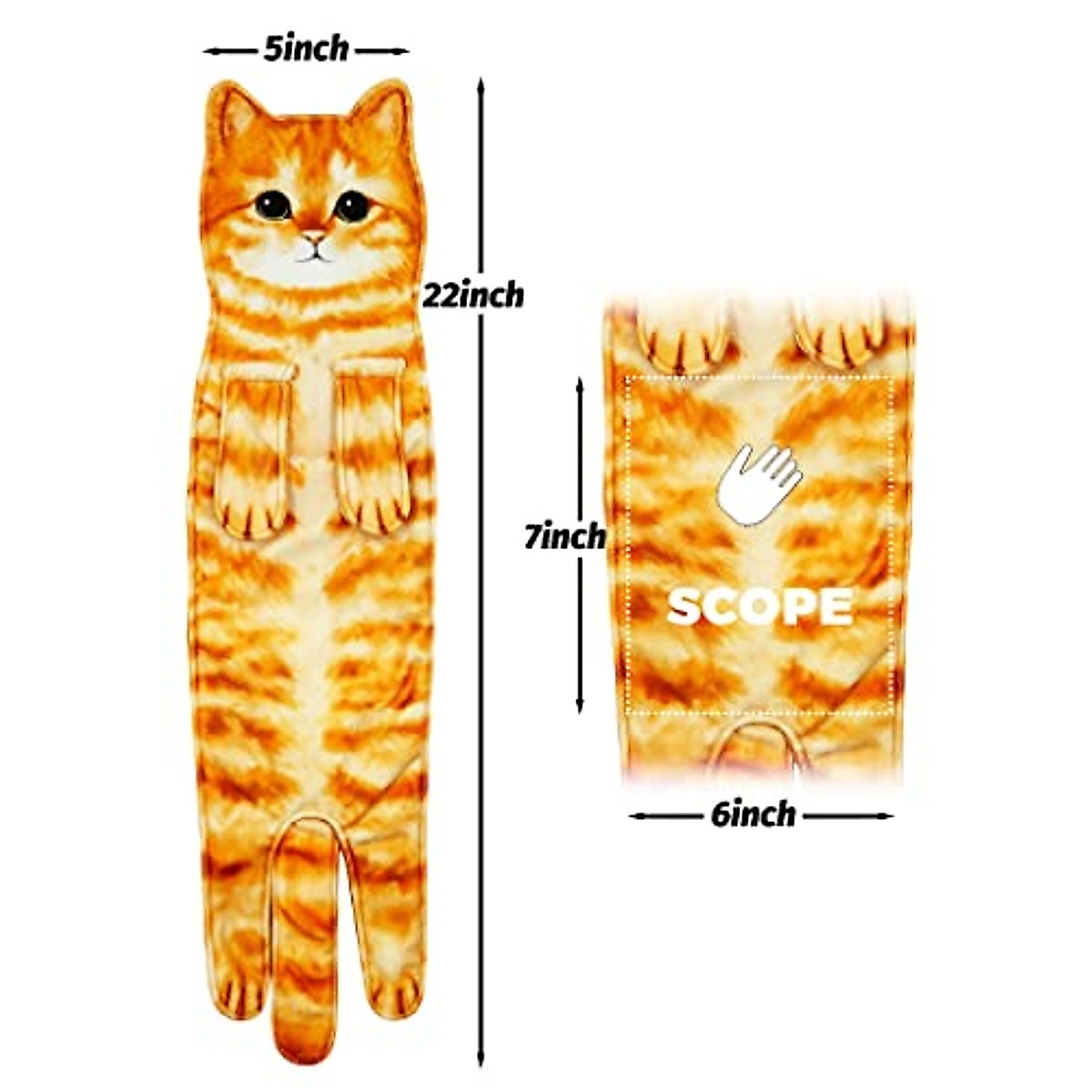 Infaccial Funny Cat Hand Towels for Bathroom Kitchen-Cute Hanging Cat Towel Decorative Animal Washcloths Face Towels Cat Decor-Funny Cat Gifts for Cat Lovers/House Warming Gifts for Women(Orange Cat)
