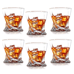 Eleganttime 6 Packing Crystal Old Fashioned Glasses Whiskey Glasses Set 10 Oz Crystal Bourbon Glasses for Drinking Bourbon
