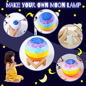 Paint Your Own Moon Lamp Kit, Valentines Crafts DIY 3D Moon Lamp Galaxy Light Art Supplies for Kids 9-12, Arts and Crafts for Kids Ages 8-12, Toys Boys Girls Birthday Gifts Ages 4 5 6 7 8 9 10 11 12+