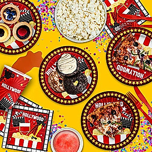 Hollywood Movie Night Birthday Party Supplies Set Plates Napkins Cups Tableware Kit for 16