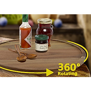 9" Acacia Wood Lazy Susan Organizer Kitchen Turntable for Cabinet Pantry Table Organization