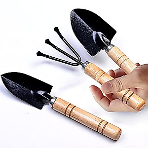 Kids Snow Shovel - Tool Set Metal Head Handle Kids 3Pcs Wood Mini Rake Tools Shovel Garden Tools & Home Improvement