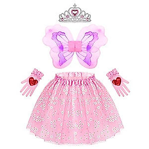 STOPKLAS Little Girls Dress Up Costume Set, Fairy and Mermaid Princess Dress up Trunk with Accessories 19pcs Girls Pretend Play Costume for Girls 3-6