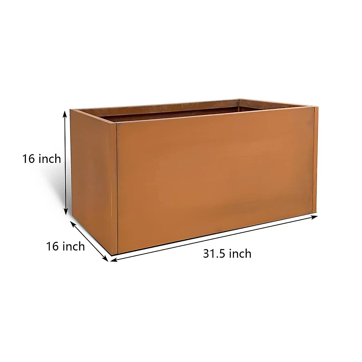 GZGNEEVL Corten Steel Planter Box Rectangular Planters Large Outdoor Planter Metal Planter Box for Tall Plant Trough Rustic Patina for Garden Yard Commercial Residential Farm 16 in x 31.5 in x 16 in