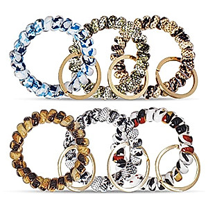 Hisuper Sauna Coil Keychain Bracelet Stretchable Wristband Wristlet Keychain Wrist Key Chain Spring Flexible Spiral Wrist Coil Key Holder Key Ring for Sauna Gym Pool Home and Outdoor Sports