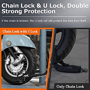 Titanker Motorcycle Chain Lock with U Lock, 4 Feet Heavy Duty Bike Chain Locks with 2 Keys, 12mm Thick Chain with 14mm Thick U Lock Anti-Theft Bike Lock for Bicycles, Motorbikes, Mopeds, Scooters