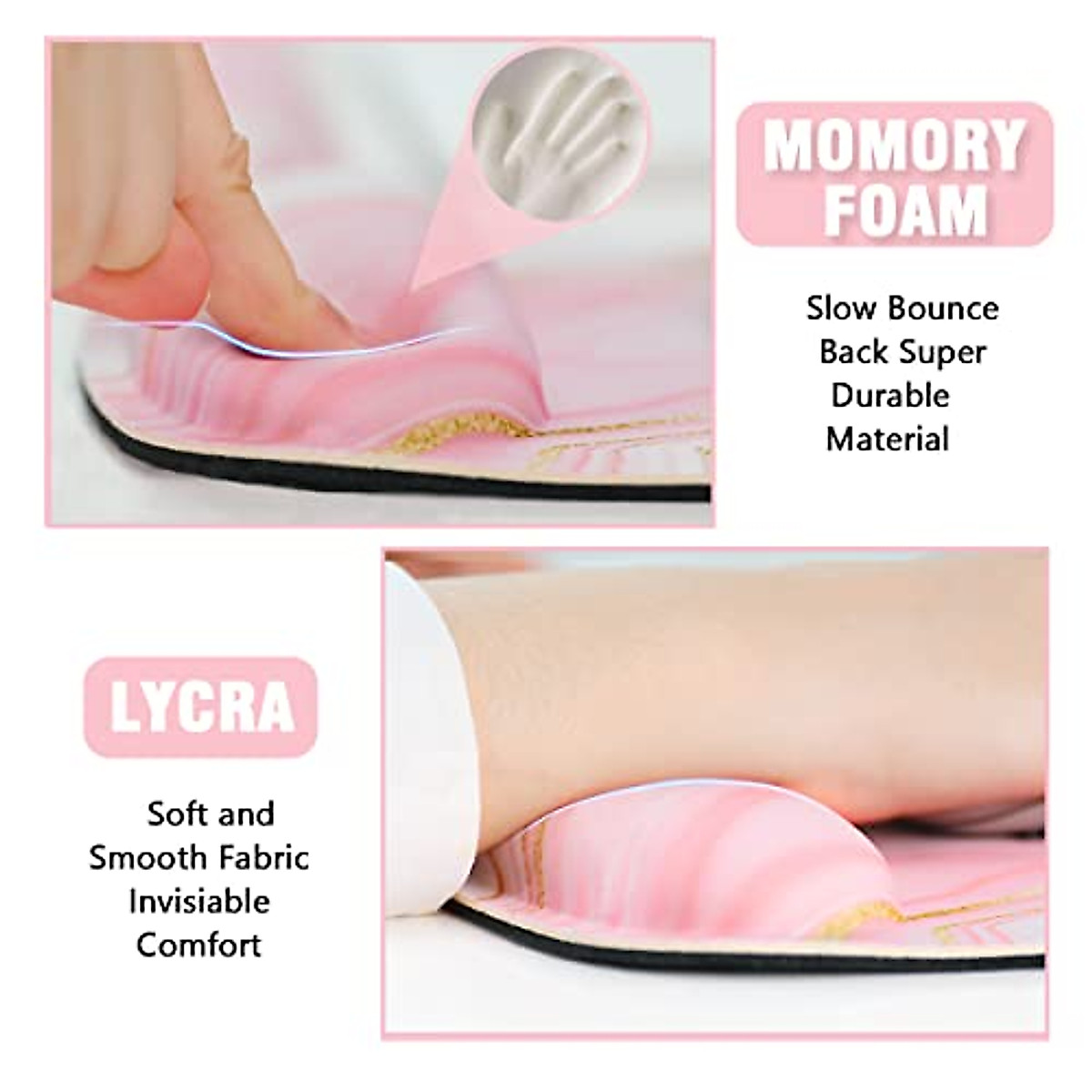 Memory Foam Ergonomic Keyboard Wrist Rest Pad and Mouse Wrist Rest Support Mouse Pad Set for Office Gaming Easy Typing-Pink Fluid