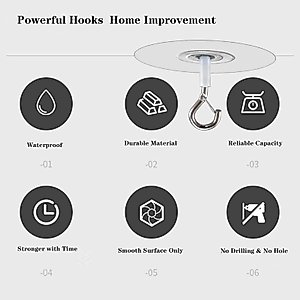 Adhesive Ceiling Hooks, Sticky Hooks for Hanging, Drill Free Hanging Ceiling Hook, Heavy Duty Ceiling Hooks for Hanging Plants, Drop Ceiling Hooks for Lantern, String Lights, Wind Chime