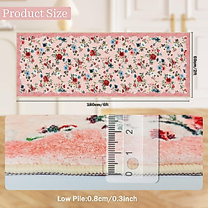 Rug Runners for Hallways, Kitchen Runner Rug Non-Slip, 2x6 Washable Runner Rug, Throw Rugs with Rubber Backing, Soft Floral Rug Low Pile Carpet Runner for Laundry Room and Entryway-Pink