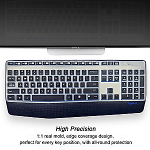 Premium Ultra Thin Silicone Full-Sized Keyboard Protector,Compatible with Logitech MK345 Wireless Keyboard, Waterproof Dustproof Keyboard Skin (Black)