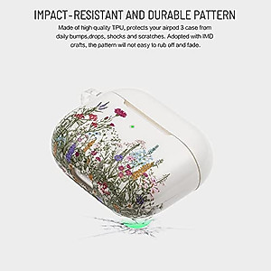 Airpods 3 Case Yellow Flowers, AirPods 3rd Generation Case 2021 for Women Girls Protective Hard Airpod Case Cover for Apple AirPods 3 with Keychain Compatible with Wireless Charging