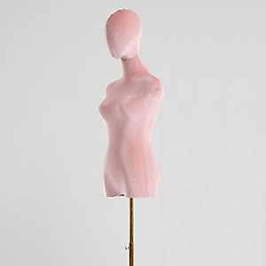 Female Dress Form, Pink Velvet Mannequin Body with Metal Stand, Detachable Dress Form for Retail Clothing Shops, Trade Shows, Online Boutiques, Craft Shows, Jewelry Display, Height Adjustable