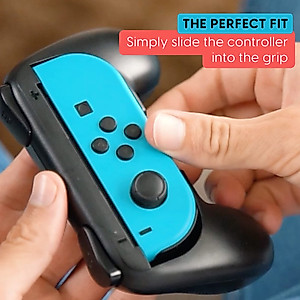 TALK WORKS Nintendo Switch + Switch OLED Joy-Con Controller Grips 4-Pack - Secure Joy-Con Grip, Extended Trigger Buttons, Ergonomic Design for Comfort Hold, Secure Fit for Joy-Con Controllers - Black