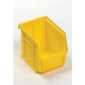 Global Industrial Plastic Stacking Bin 4-1/8 x 5-3/8 x 3, Yellow - Lot of 24