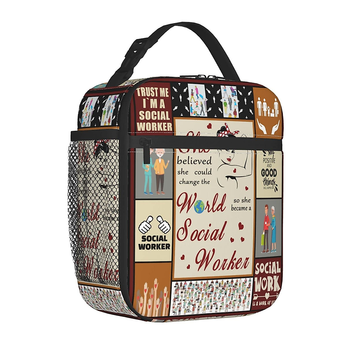 KIYIYZER Social Worker Lunch Bag Insulated Reusable Lunch Box Portable Cooler Tote Bag For Women Men Adults Work Picnic,Give A Gift To Social Work Practitioner