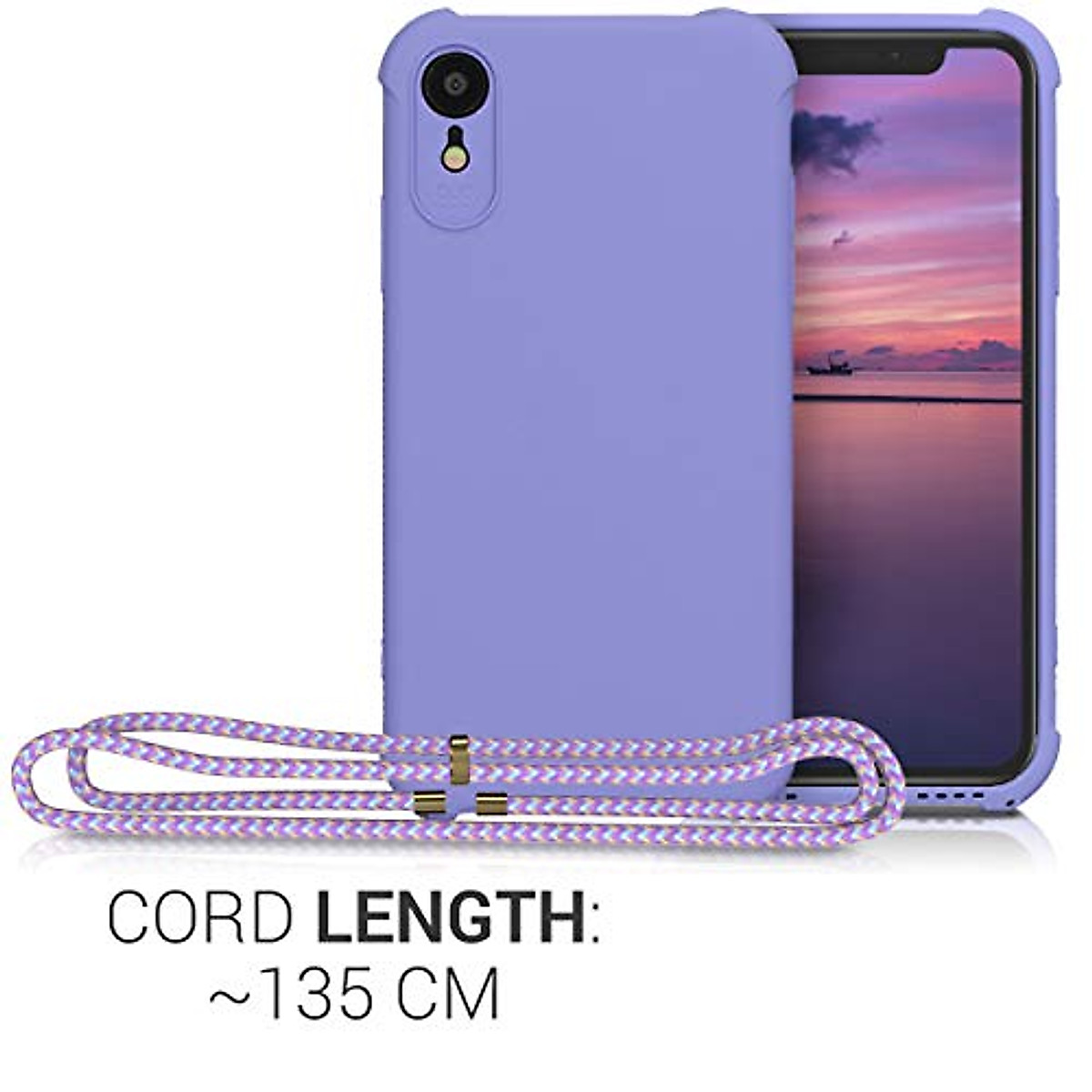 kwmobile Crossbody Case Compatible with Apple iPhone XR Case - TPU Silicone Cover with Strap - Lavender