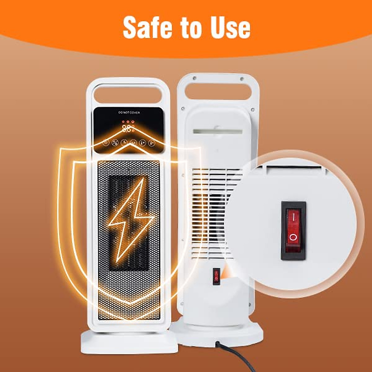 Space Heaters for Indoor Use, 1500W Electric Ceramic Heater for Room with Remote, Thermostat, Tip-Over & Overheat Protection, Portable Heaters Office & Home