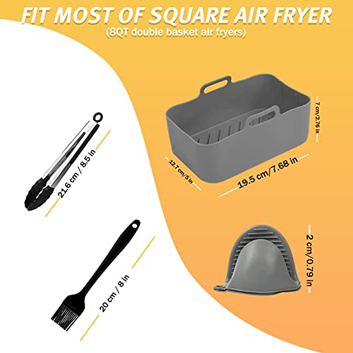 Dual Air Fryer Accessories Set of 6 for Ninja Foodi AF300UK, AF400UK, Instant Vortex, Tower T17088, Salter Dual Zone Deep Air Fryers 7.6L-9.6L