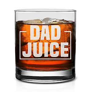 NeeNoNex Dad Juice Whiskey Glass - Funny Birthday Fathers Day Gift for Dad