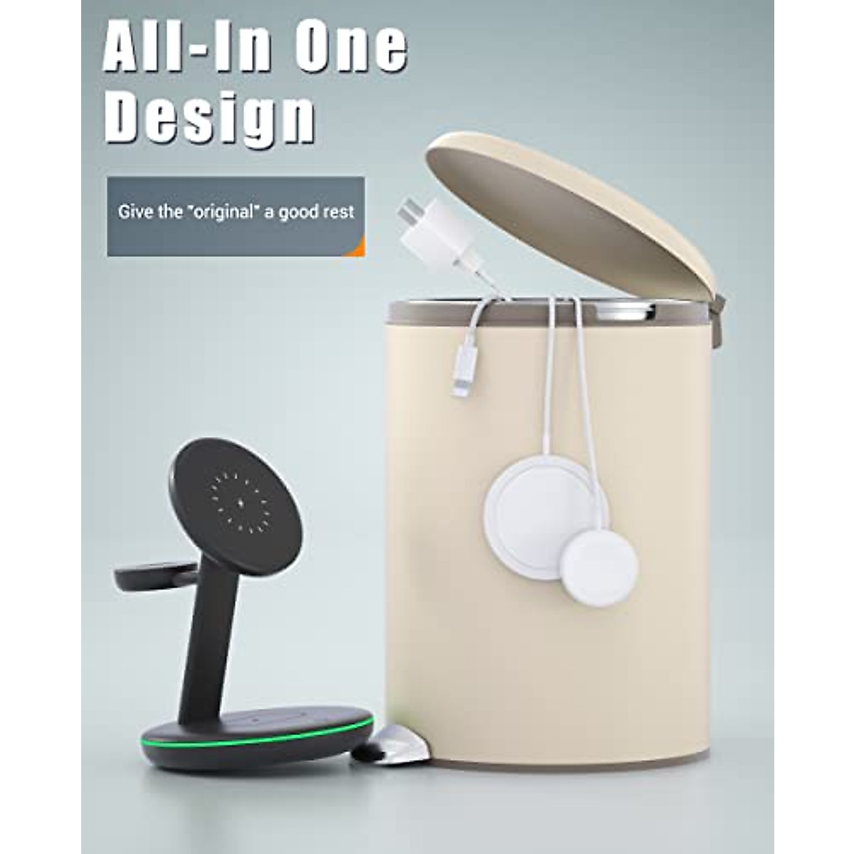 Magnetic Wireless Charger 3 in 1, PEXXUS 15W Fast Mag-Safe Charger Stand Wireless Charging Station for iPhone 14 13 12 Pro/Max/Mini,AirPods Pro/3/2, Apple Watch 7/6/SE/5/4/3/2(QC3.0 Adapter Included)