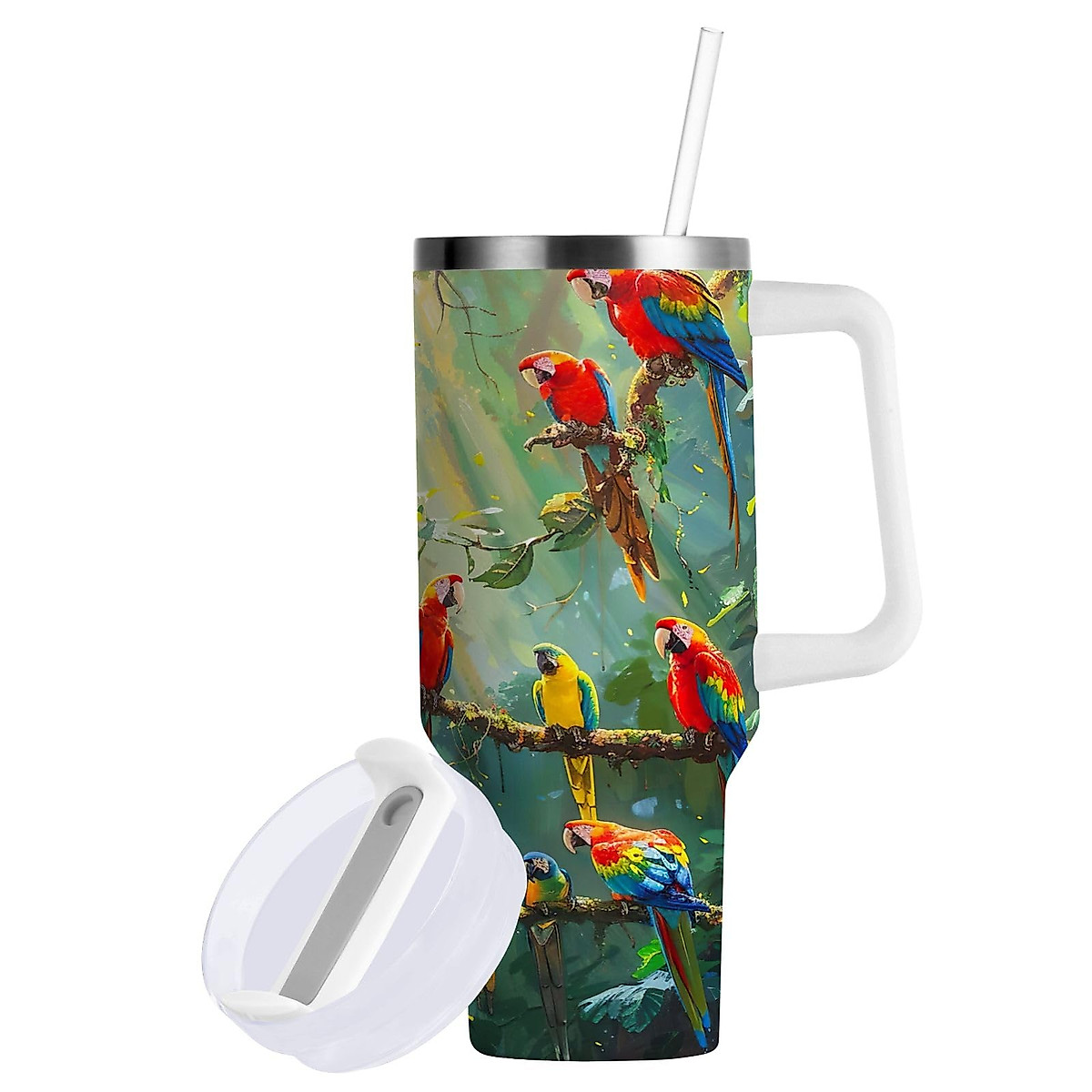 ODAWA Forest Birds Travel Coffee Tumbler Reusable Tumbler with Lid Insulated Coffee Cups