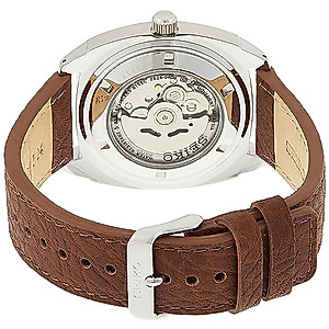 SEIKO SNKN37 Automatic Watch for Men - Recraft Series - Brown Leather Strap, Day/Date Calendar, 50m Water Resistant, Blue Dial, Luminous Hands & Markers, and 41 Hour Power Reserve