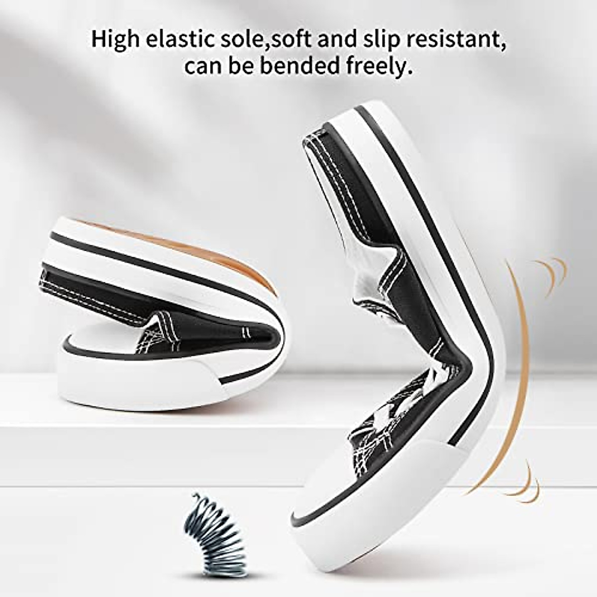 Women's Slippers Canvas Sneakers Slip on Shoes Non Slip Mules Backless Sneaker（Black.US7）