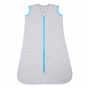 HALO Sleepsack Ideal Temp, Baby Wearable Blanket, TOG 1.0, Heather Grey/Aqua, Medium