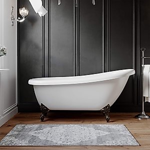 Freestanding 67" Acrylic Slipper Bathtub with NO Faucet Holes & Oil Rubbed Bronze Feet- "Miller"