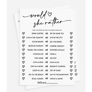 All Ewired Up 50 Would She Rather Game (50-Cards) Fun Baby Bridal Shower Birthday Party Game Activity, Gender Neutral Boy or Girl, Minimalist