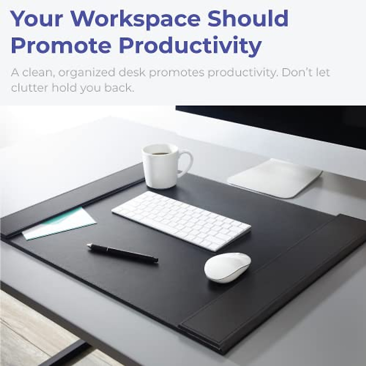 Artistic Monticello Executive Desk Pad, Smooth Writing Desk Mat That Protects Desktop from Scratches & Stains, 24" x 19", Black/Gray