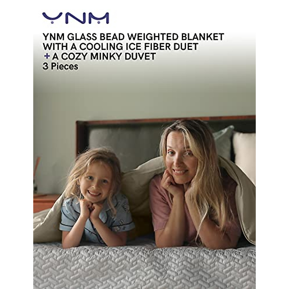 YnM Weighted Blanket and Duvet Covers — Hot and Cold Duvet Cover Set (3 Pieces) — (Teddy Bear Velvet Khaki, 60''x80'' 20lbs), Suit for One Person(~190lb) Use on Queen/King Bed