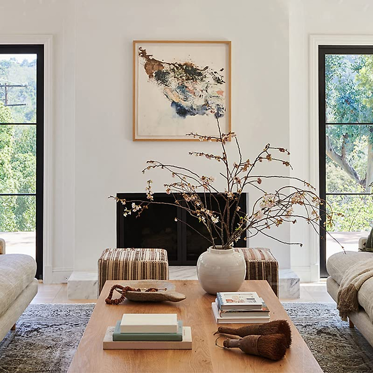 LITFAD Nordic Style Rectangle Coffee Table Solid Wood Cross Legs Cocktail Table Pine Living Room Table Hotel Homestay Log Tea Table - 63" L x 27.5" W x 18" H