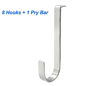 Litoexpe Vinyl Siding Hooks - 8 Pack Stainless Steel Siding Hangers, No Hole Hanger for Hanging Outside Home or Holiday Decor, No Damage and No Drill Hook