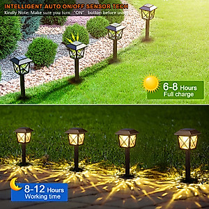 RECHOO Solar Pathway Lights Outdoor 6 Pack, Solar Lights Outdoor Garden Lights with 2 Lighting Mode Waterproof Solar Outdoor Lights Solar Powered Landscape Lighting Pathway Patio Yard Garden Decor