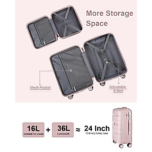 Somago Hardside Spinner Carry On Suitcase Lightweight Luggage Sets with TSA Lock (Nude Pink,14/20)