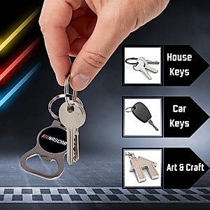 Rico Industries NASCAR Logo Bottle Opener Key Chain Metal Keychain - Beverage Bottle Opener with Key Ring - Pocket Size